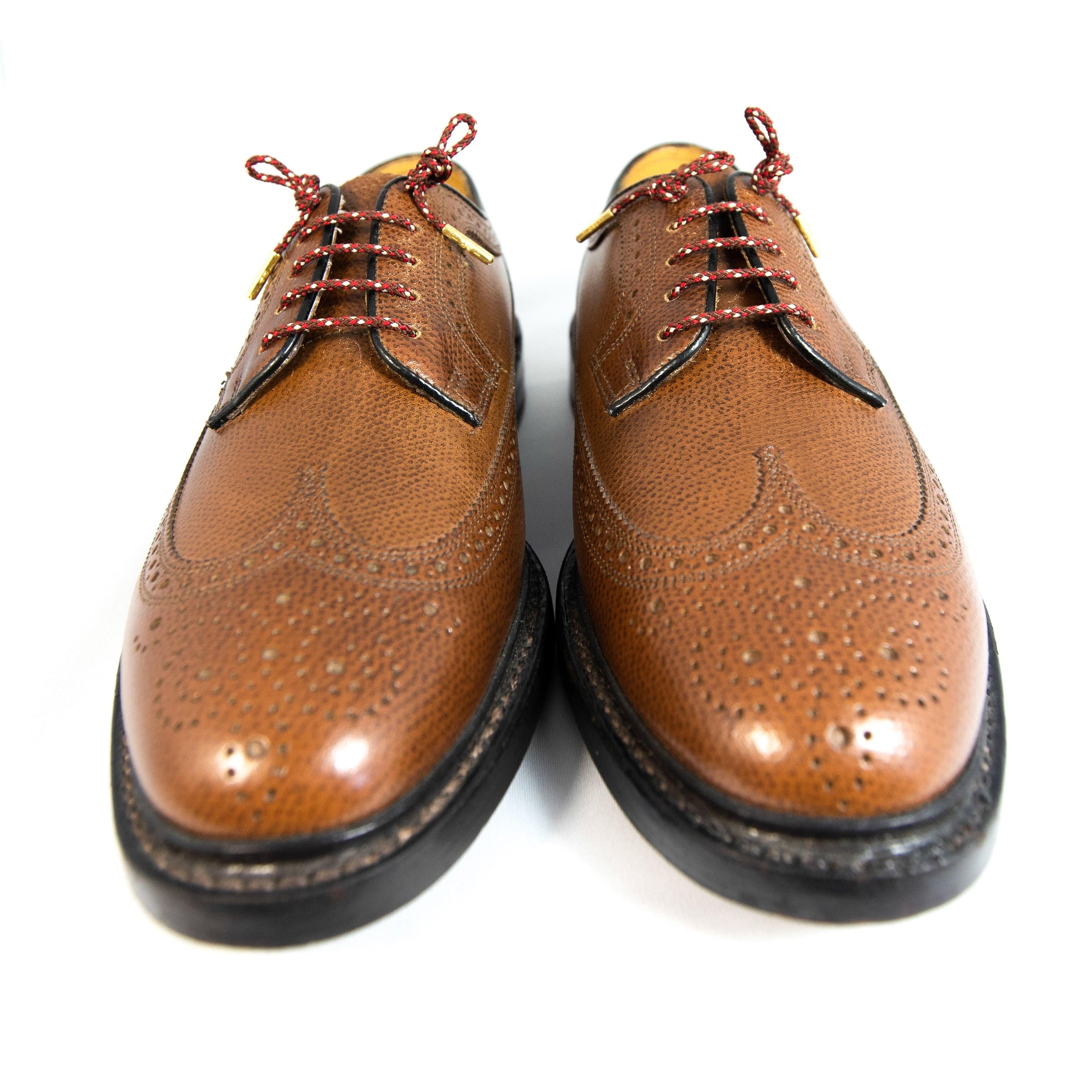 Brown with Red Pattern Color Dress Shoe Lace, Shoe String Metal Tips ...